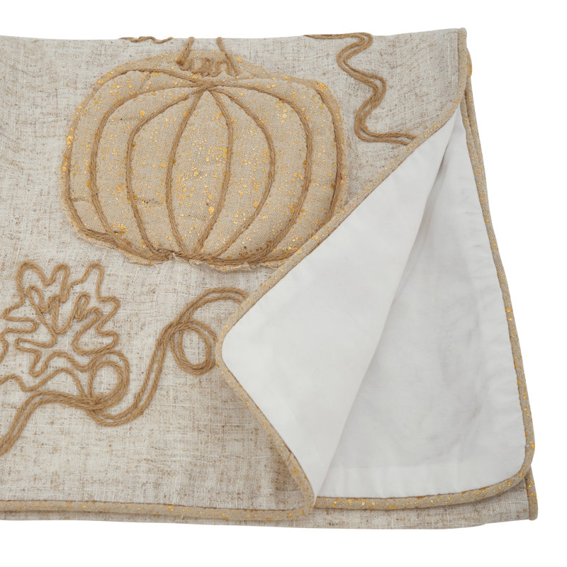 The Holiday Aisle® Jambi Embroidered Pumpkin Jute Table Runner & Reviews | Wayfair